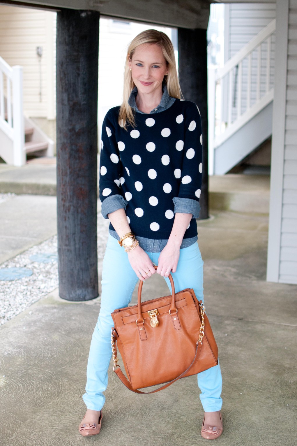Navy Polka Dot Sweater