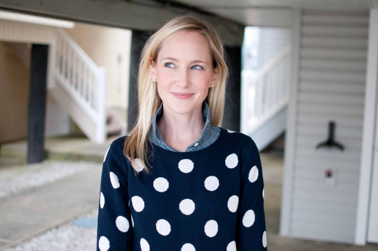 Navy Polka Dot Sweater
