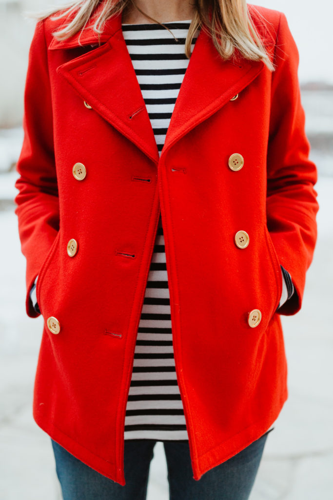 Preppy Red Peacoat & Classic Winter Staples | Kelly in the City