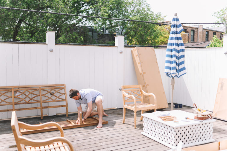 Preppy Deck in Progress - How To Decorate a Patio | Kelly in the City