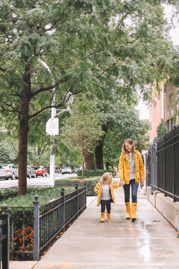 Joules Rain Gear | Larkins in Yellow Rain Coats | Kelly in the City